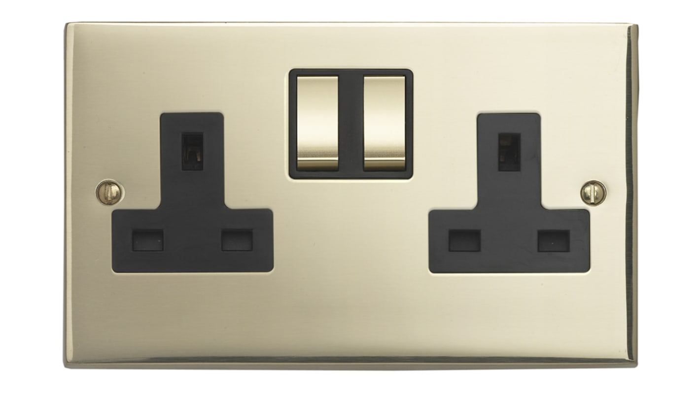 3356EBBM | Contactum Gold 2 Gang Plug Socket, 2 Poles, 13A, Type G ...