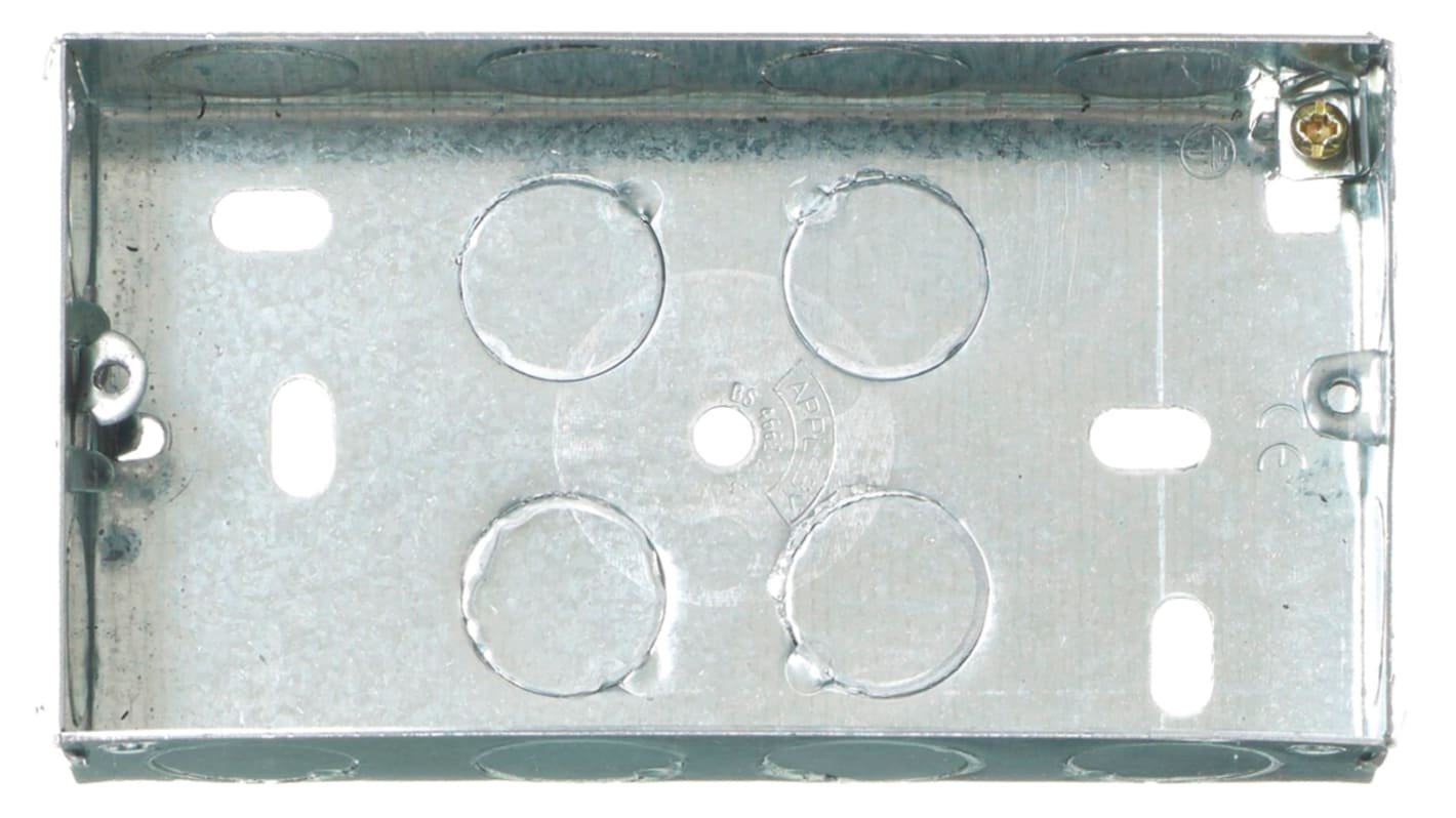 MBB235 | Contactum Silver Steel Back Box, BS Standard, 2 Gangs | RS