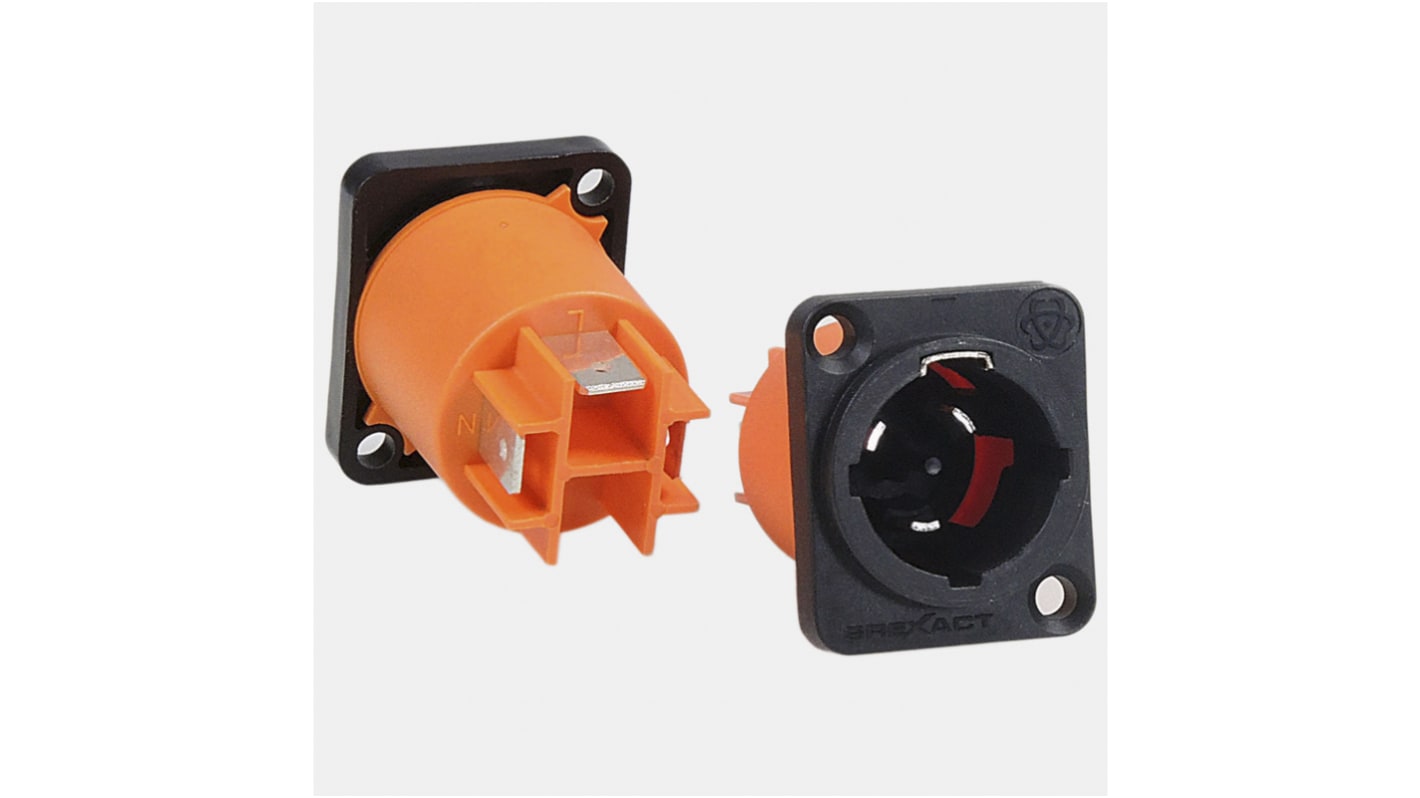 RS PRO Compact Power Connector Panel Mount Plug, 16A, 250 V dc, 500 V ...