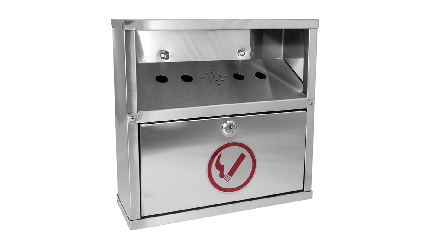 RS PRO Stainless Steel Wall Mounting Outdoor Ashtray, 100mm x 300mm x ...
