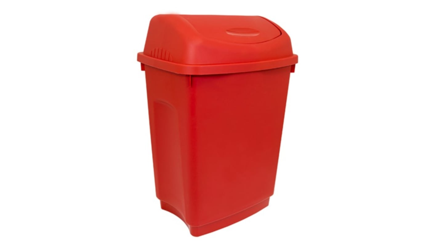 RS PRO 50L Red Flip Plastic Waste Bin | RS