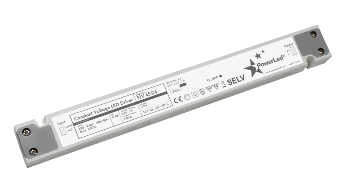 PLV-45-12 | PowerLED LED Driver, 12V Output, 45W Output, 3.75A Output ...