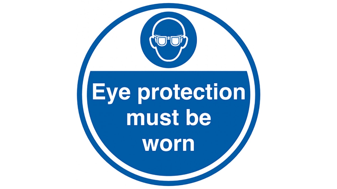 RS PRO Vinyl Mandatory Eye Protection Sign With English Text | RS