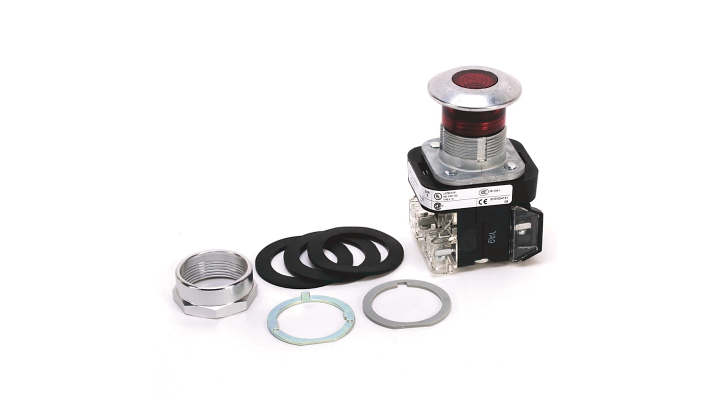 800T-FXQ24RA1 | Allen Bradley 800T Series Illuminated Push Button, Panel Mount, 30mm Cutout ...