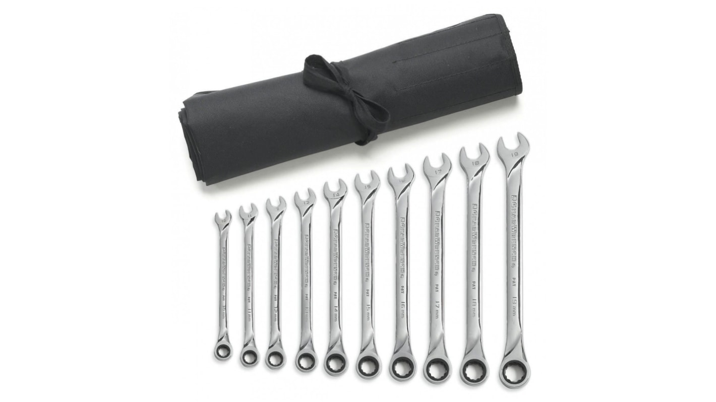 85090R | GearWrench 10-Piece Spanner Set, 10 → 19 mm, Alloy Steel | RS