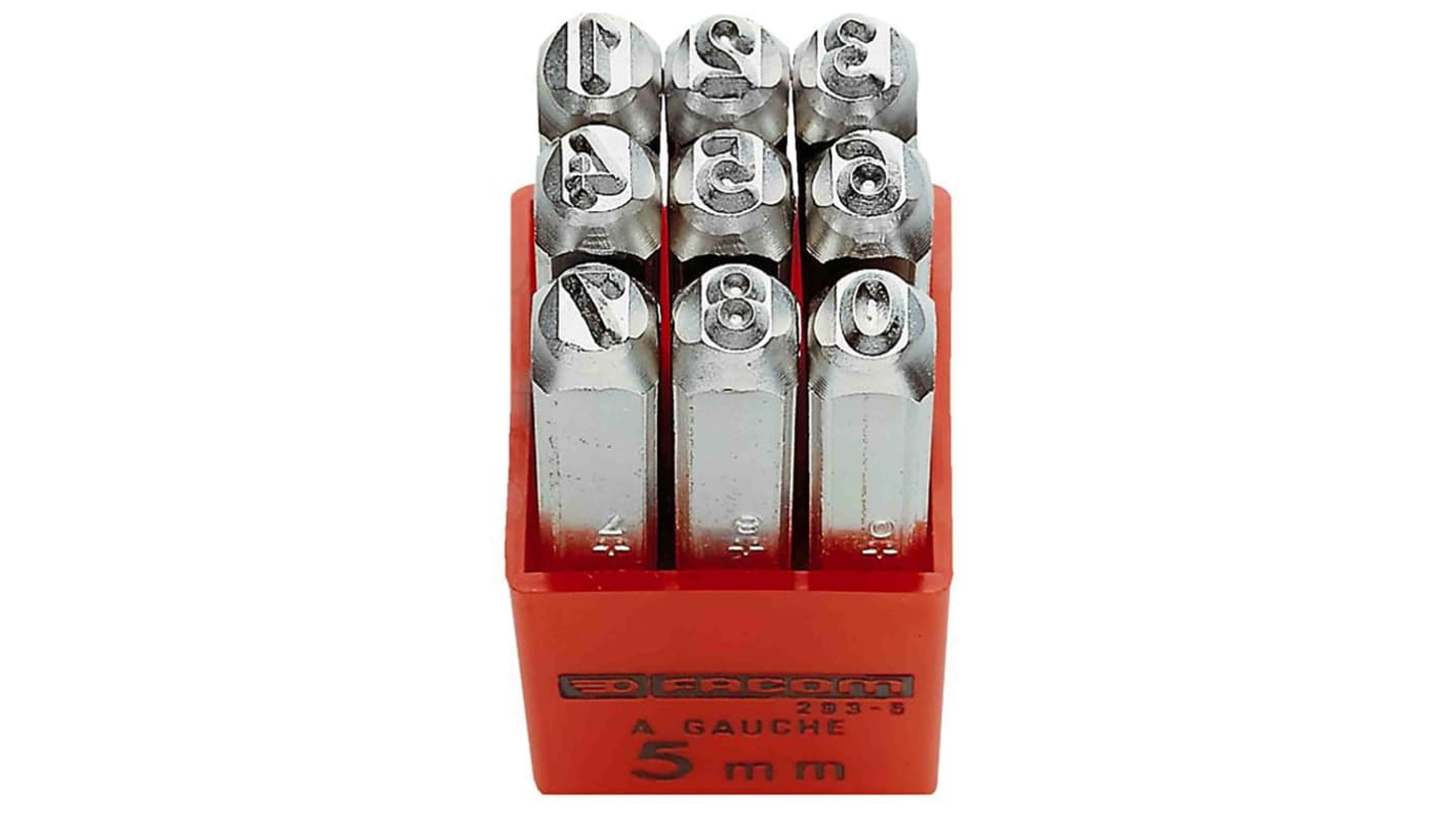293A.4 | Facom 4mm x 9 Piece Engraving Punch Set, (0 → 9) | RS