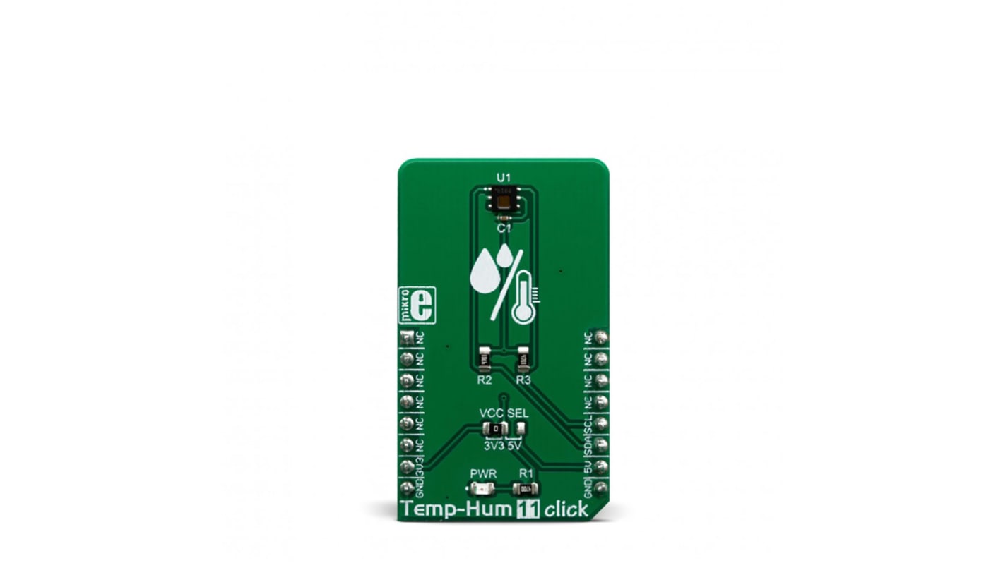 MIKROE-3469 | MikroElektronika Temp&Hum 11 Click Temperature & Humidity Sensor for HDC1080 | RS