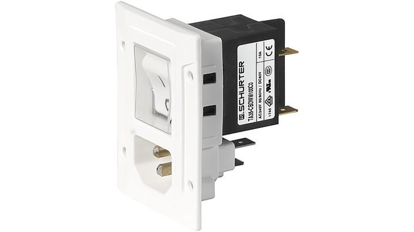 3-108-454 | Schurter C14, C18 Panel Mount IEC Connector Socket, 10A ...