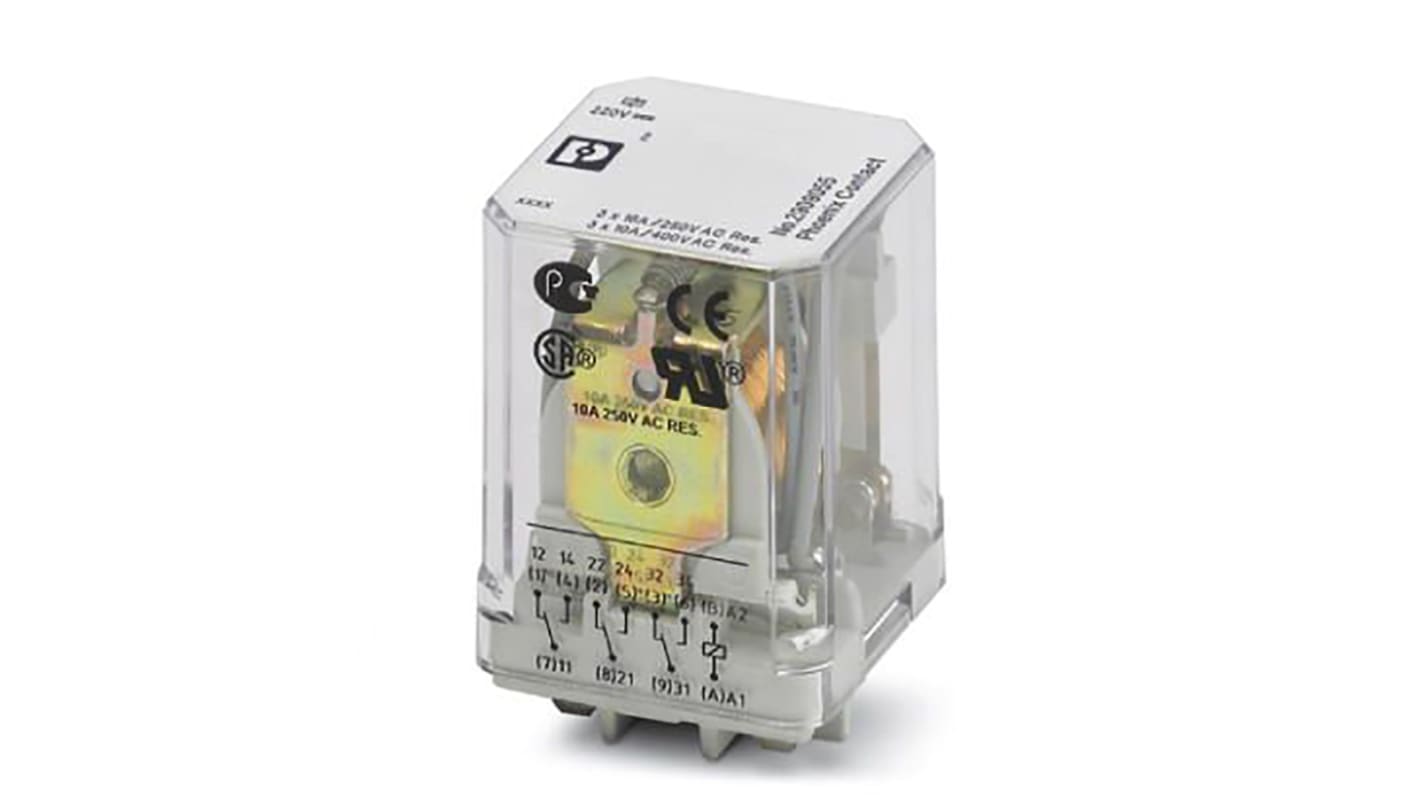 2909055 | Phoenix Contact Power Relay, 220V dc Coil, 16A Switching ...