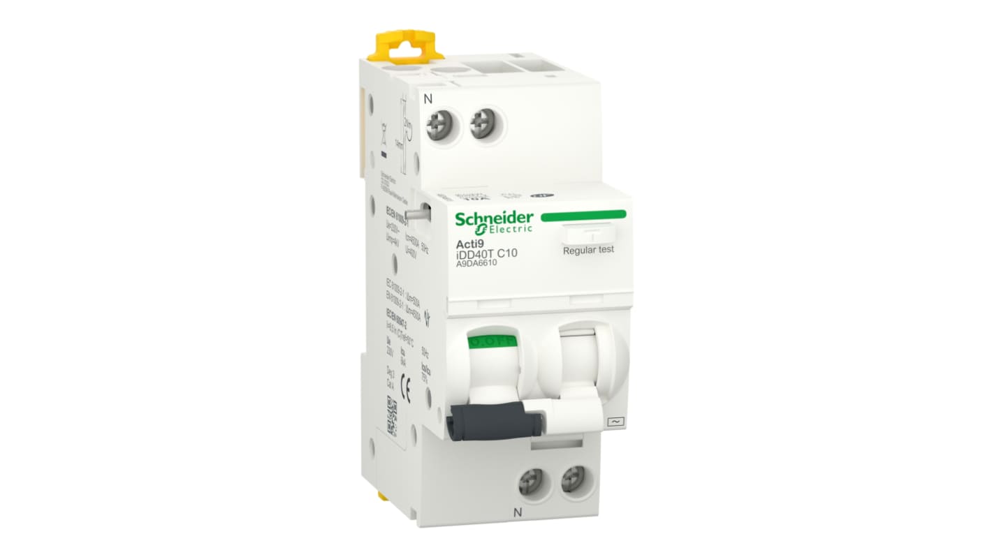 A9DA6610 | Schneider Electric RCBO, 10A Current Rating, 1P+N Poles ...