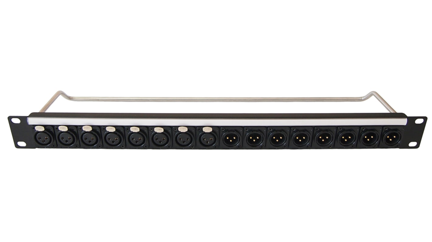 CP30183 | XLR 2 x 8 Port Loaded Rack Patch Panel, 1U Rack Height | RS