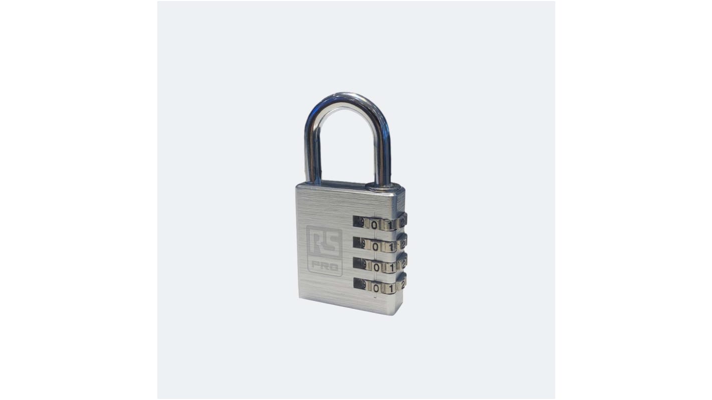 RS PRO Combination Aluminium Combination Padlock, 6mm Shackle, 40mm ...