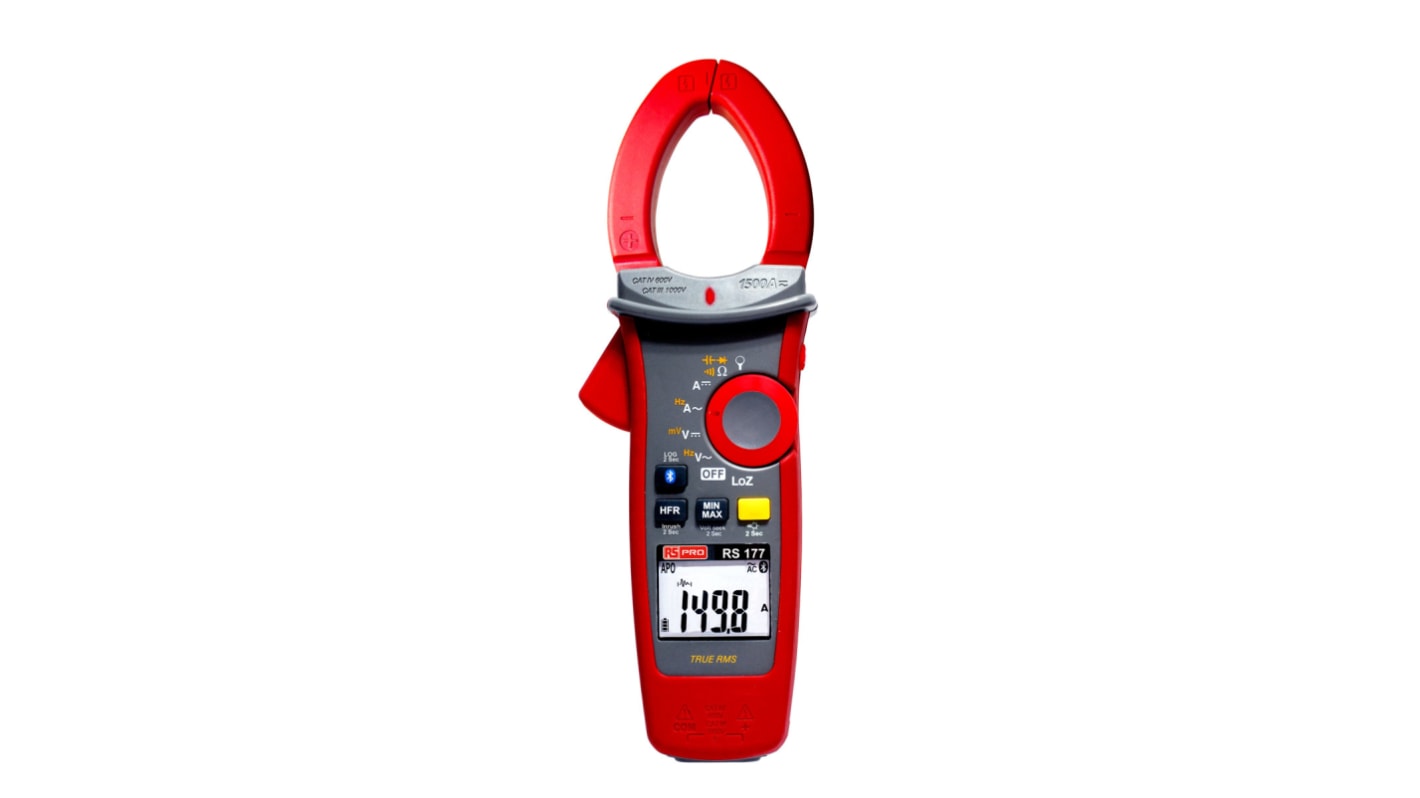 RS PRO 177 Clamp Meter, 1500A dc, Max Current 1500A ac CAT III 1000V ...