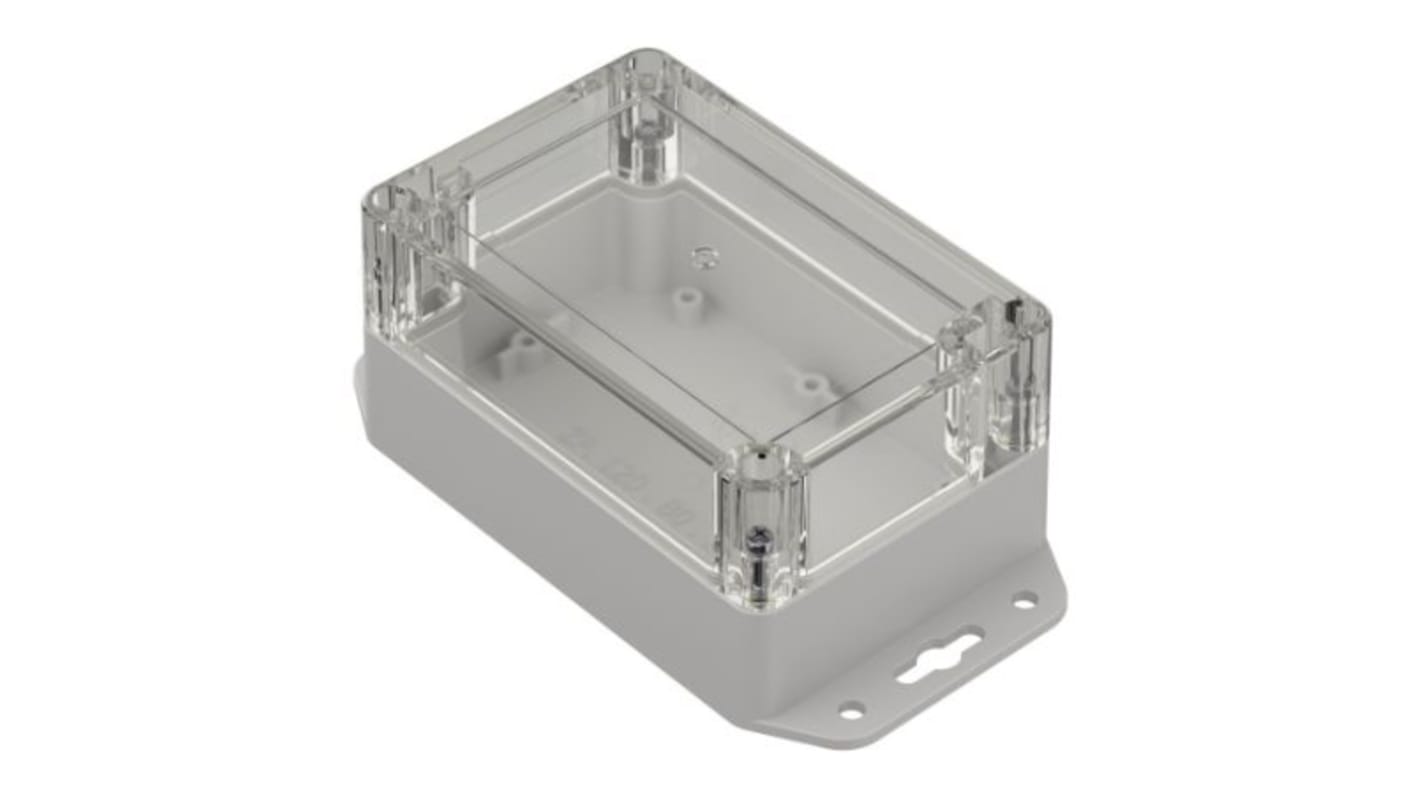RS PRO Light Grey Polycarbonate Enclosure, IP65, Transparent Lid, 121.4 ...