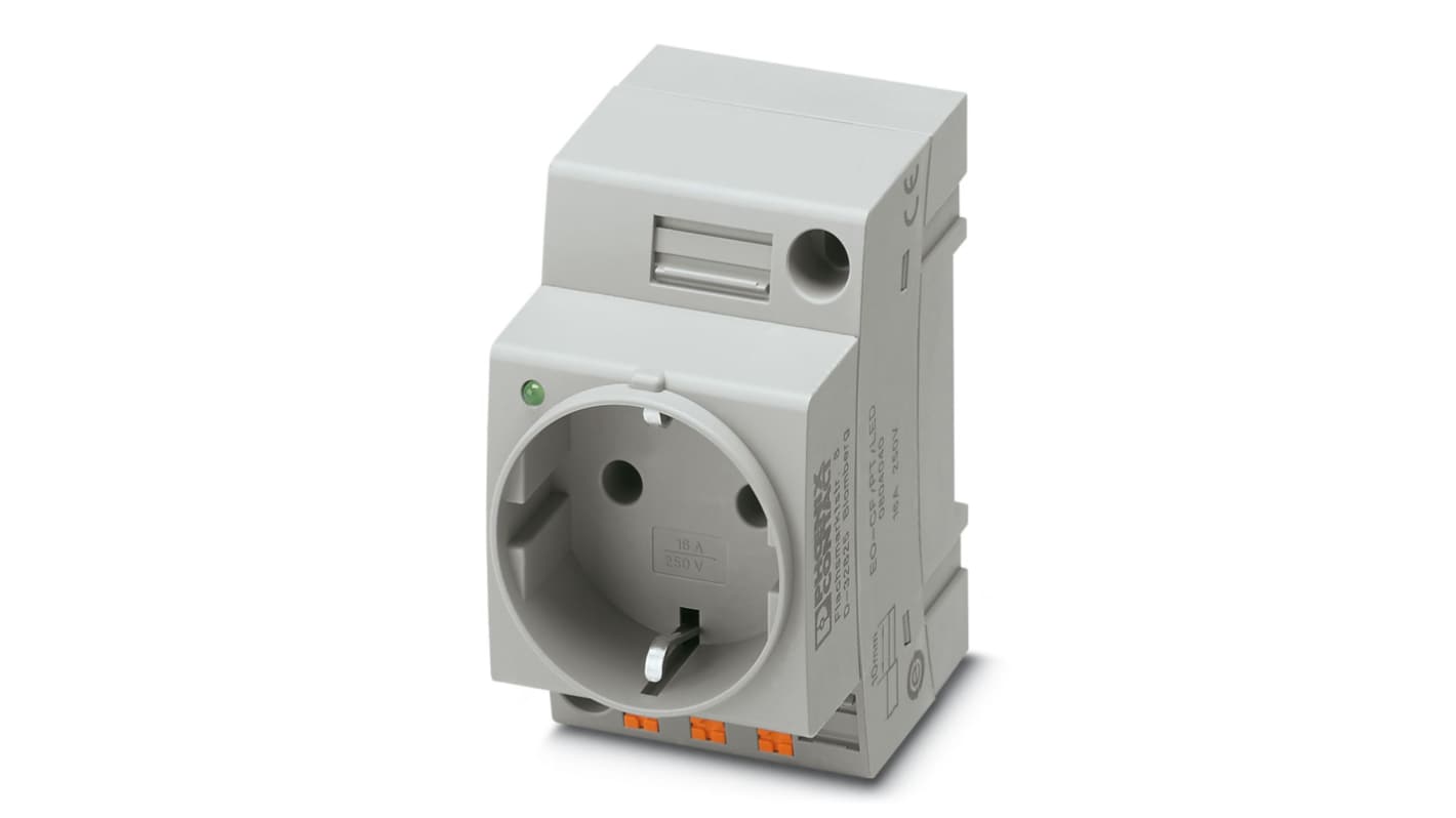 0804040 | Phoenix Contact German Mains Sockets, 16A, DIN Rail Mount ...
