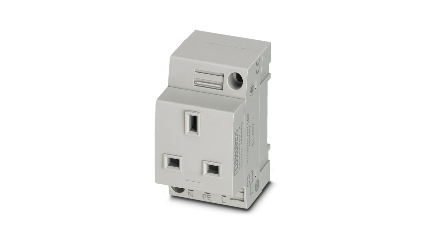 0804053 | Phoenix Contact Mains Sockets, 13A, DIN Rail Mount, 250 V | RS
