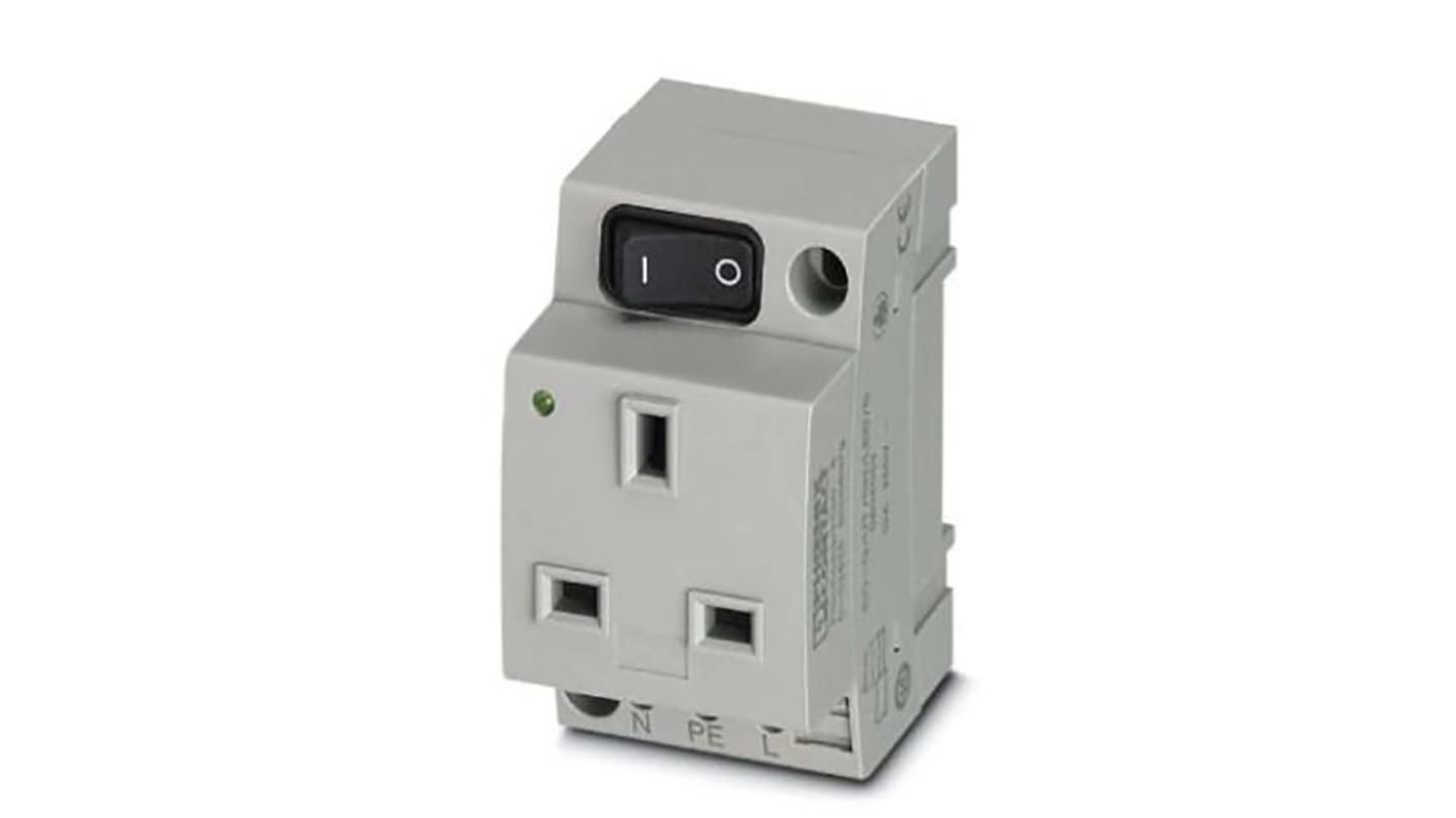 0804059 | Phoenix Contact Mains Sockets, 13A, DIN Rail Mount, 250 V | RS