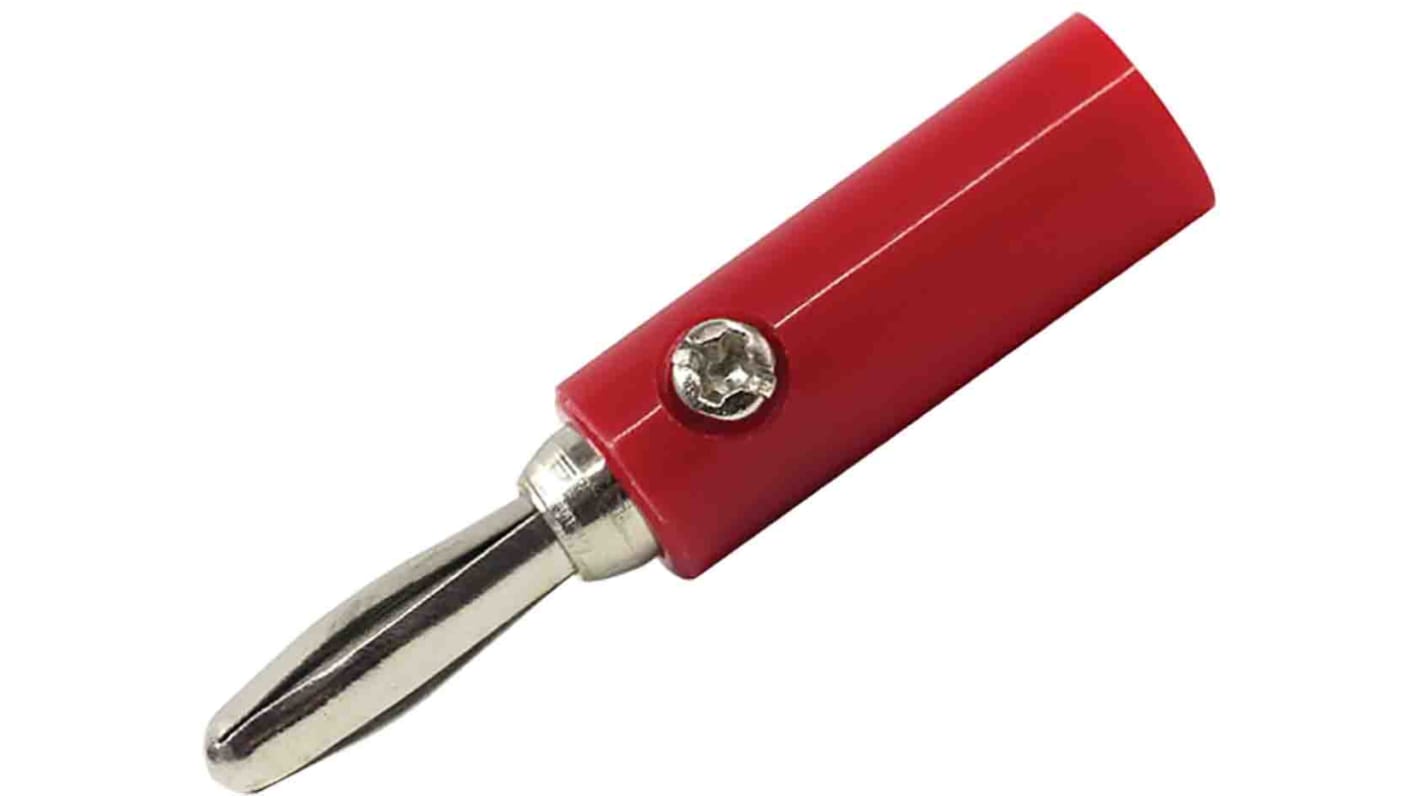RS PRO Red Male Banana Plug, 4 mm Connector, 24A, 30V, Nickel Plating | RS