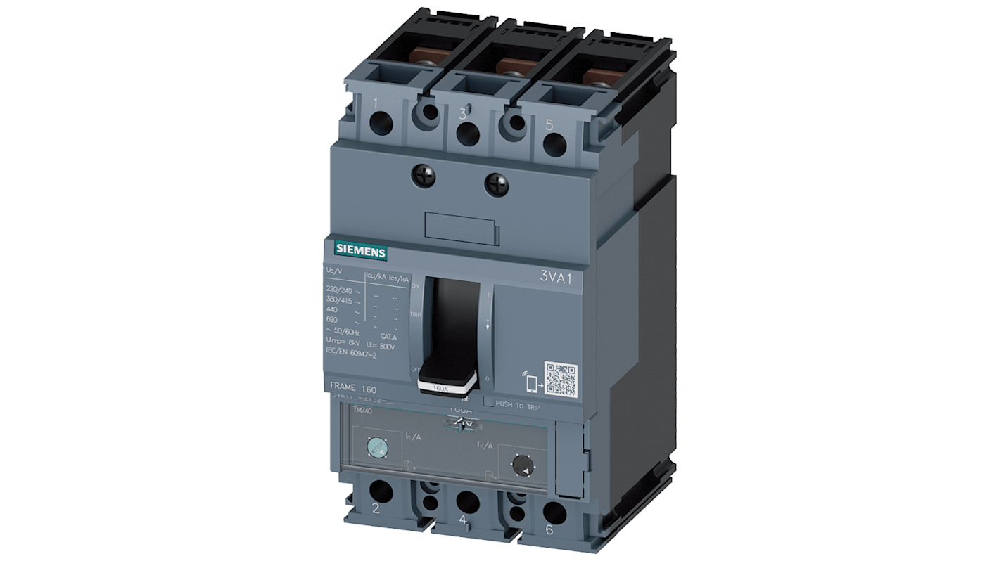 3VA1163-6EF32-0AA0 | Siemens, SENTRON MCCB 3P 63A, Breaking Capacity 70 ...