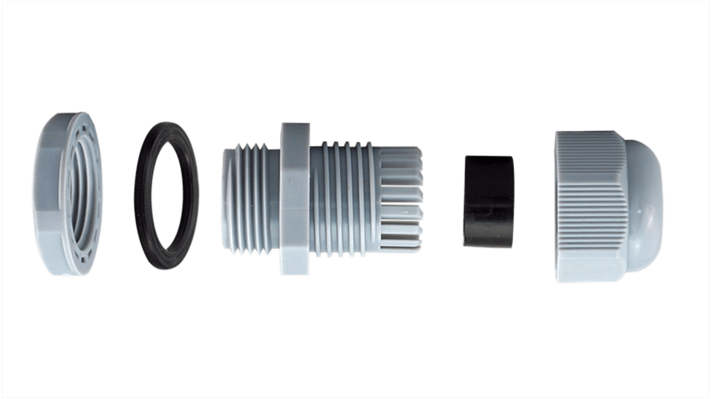 RS PRO Black Nylon Cable Gland, PG7 Thread, 3mm Min, 6.5mm Max, IP68 | RS