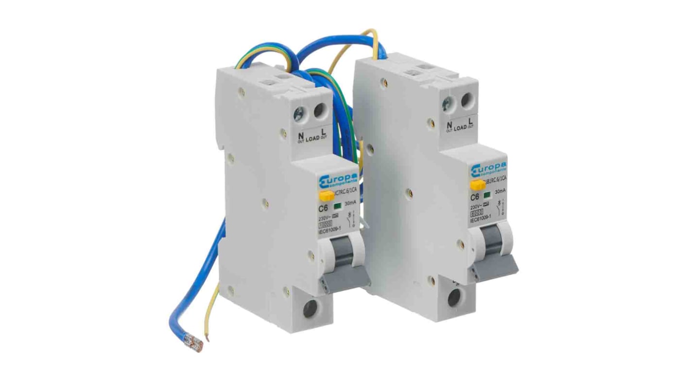 EUC7RC.32/1CA | Europa RCBO, 32A Current Rating, 1P Poles, 30mA Trip ...