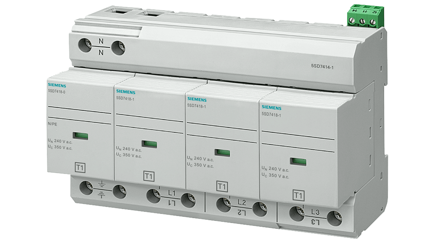 5SD7414-1 | Siemens 3 Phase Surge Protector, 100kA, DIN Rail Mount | RS