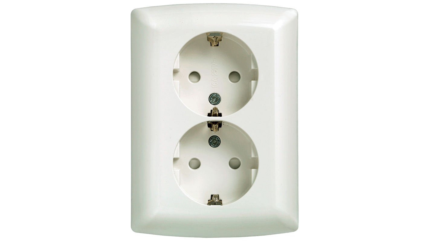5UB2211-3KK | Siemens White 2 Gang Plug Socket, 16A, Indoor Use | RS