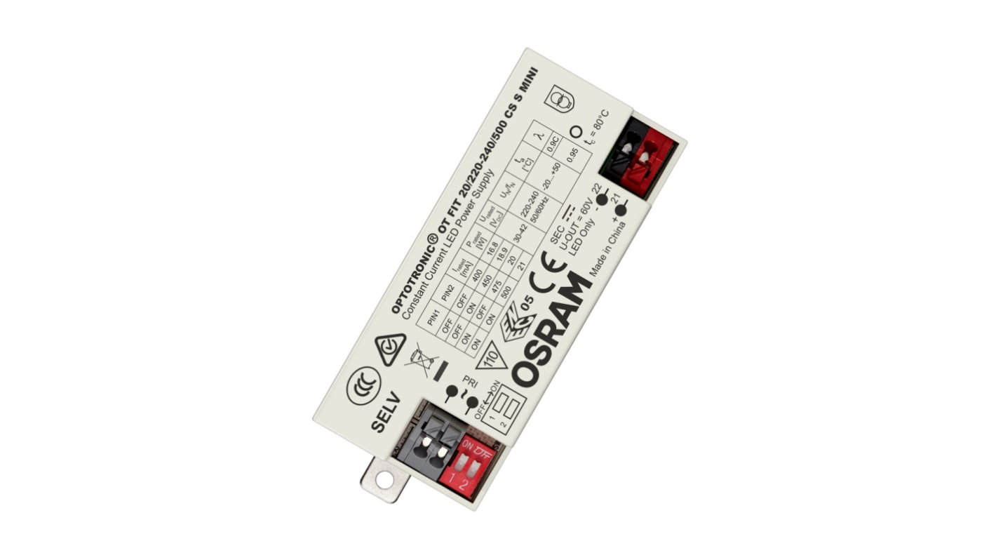 OT-FIT-20/220-240/500-CS-S-MINI | Osram LED Driver, 42V Output, 20W ...