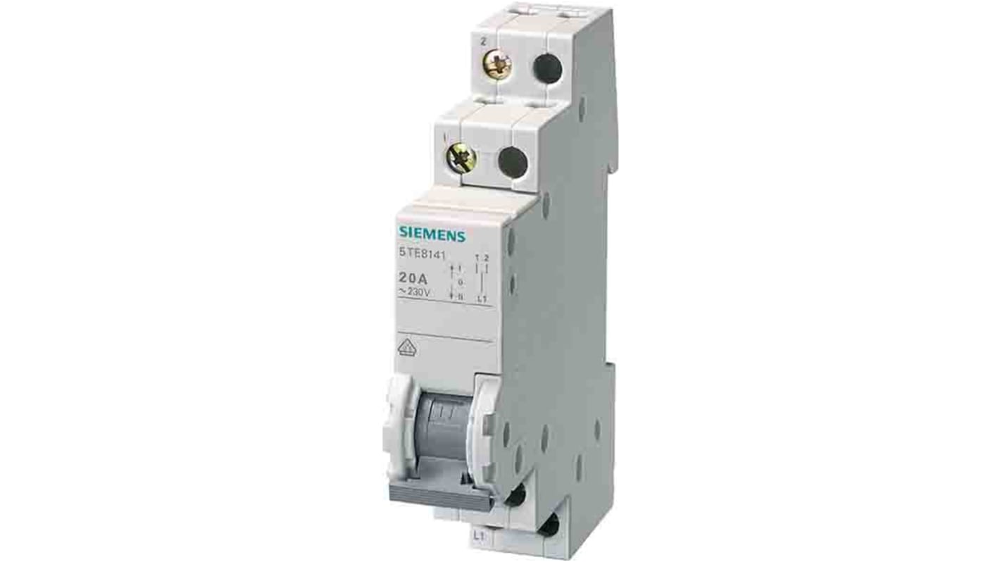 5TE8142 | Siemens 1P Pole DIN Rail Isolator Switch - 20A Maximum Current | RS
