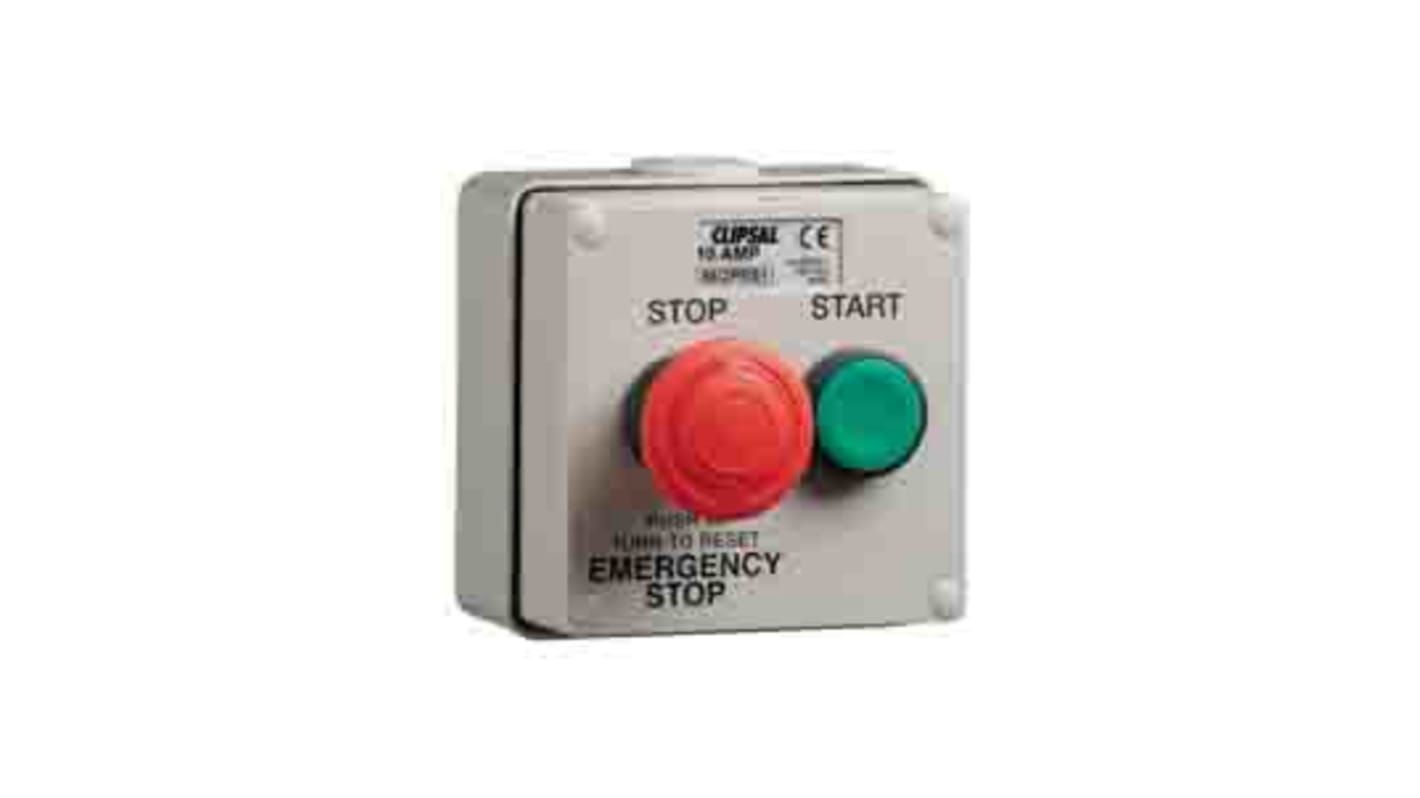 56/2PBS1-GY | Clipsal Electrical Push Button Control Station, Green ...