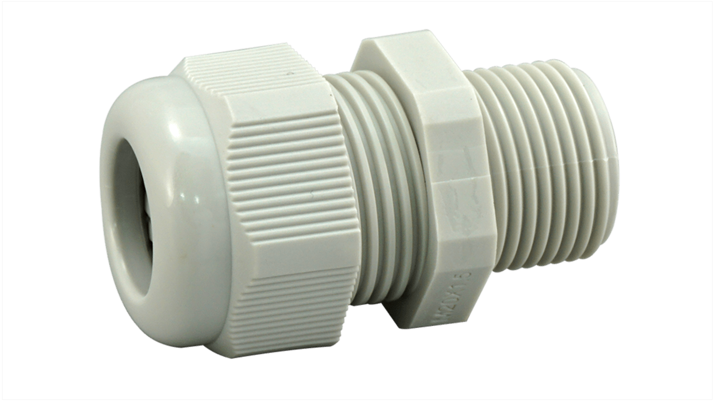 RS PRO Grey Nylon Cable Gland, M25 Thread, 11mm Min, 17mm Max | RS