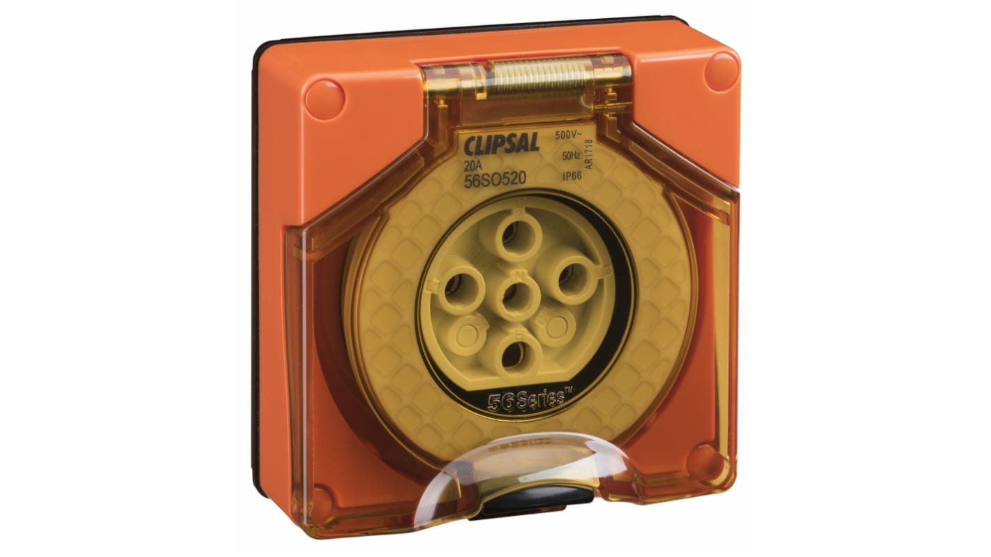 56SO520LE-RO | Clipsal Electrical Orange, Rated At 20A, 500 V | RS