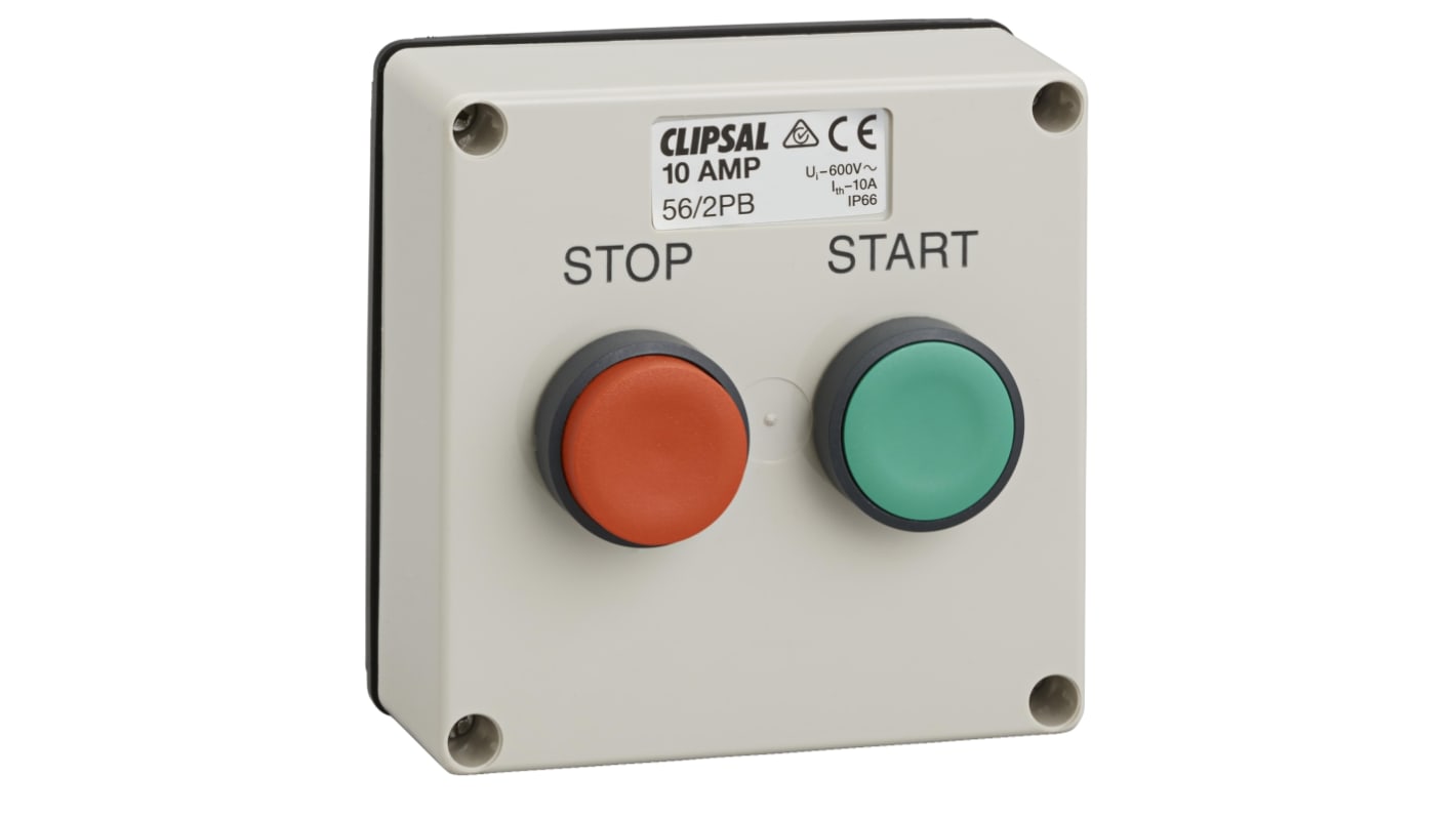 56/2PBLE-GY | Clipsal Electrical Push Button Control Station, Green ...