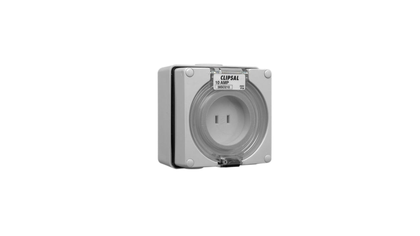 56SO210-GY | Clipsal Electrical IP66 Grey, Rated At 10A, 250 V | RS