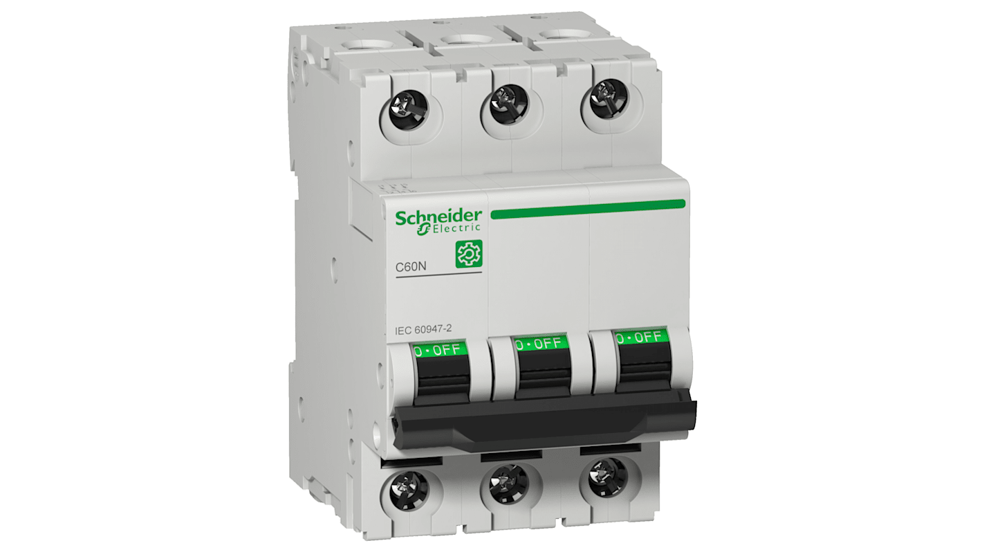 M9F12316 | Schneider Electric Multi 9 C60N MCB, 3P, 16A Curve D, 10 kA Breaking Capacity | RS
