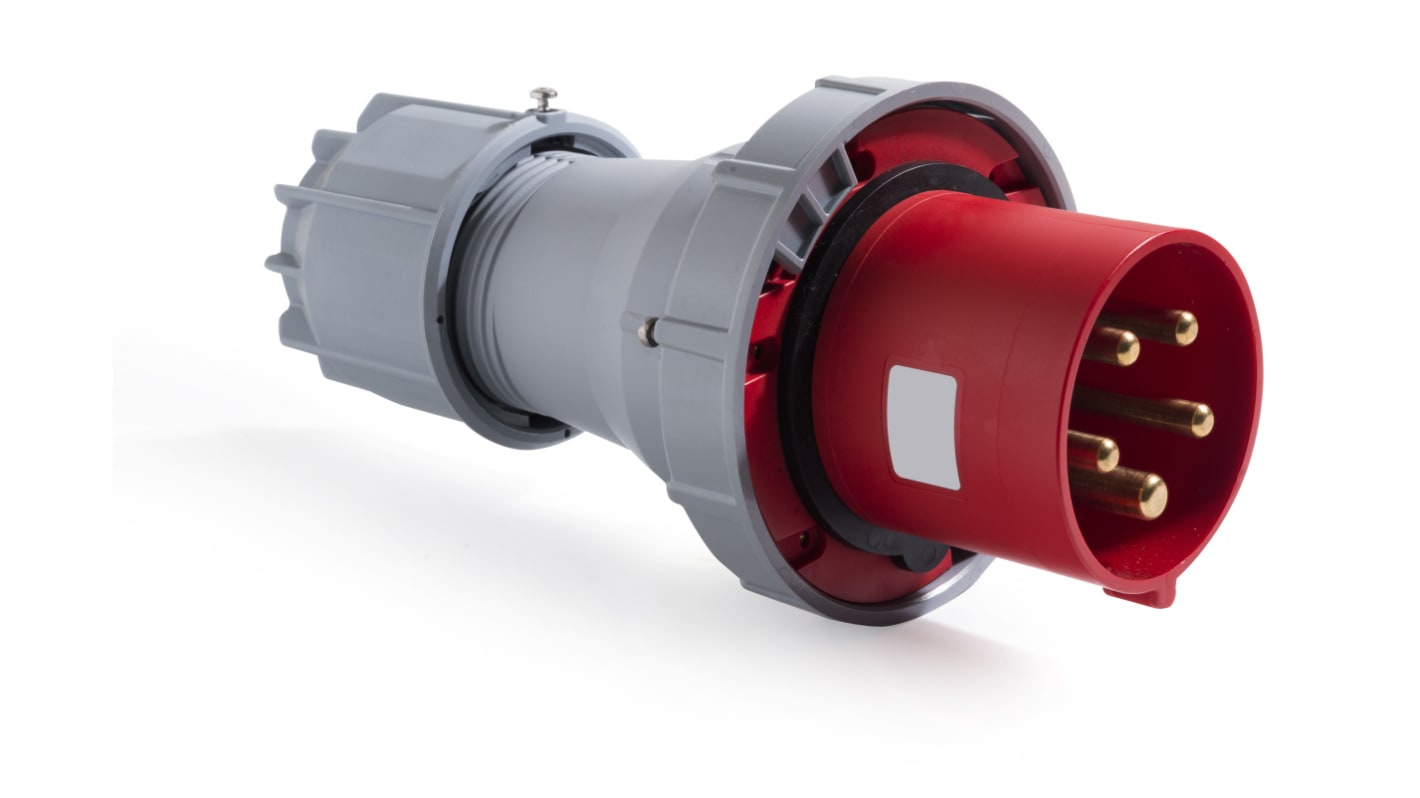 RS PRO IP67 Red Cable Mount 3P + N + E Industrial Power Plug, Rated At ...