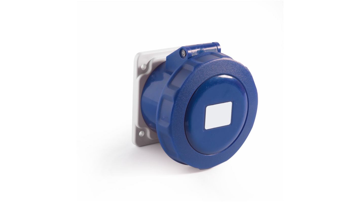 RS PRO IP67 Blue Panel Mount 2P + E Industrial Power Socket, Rated At ...