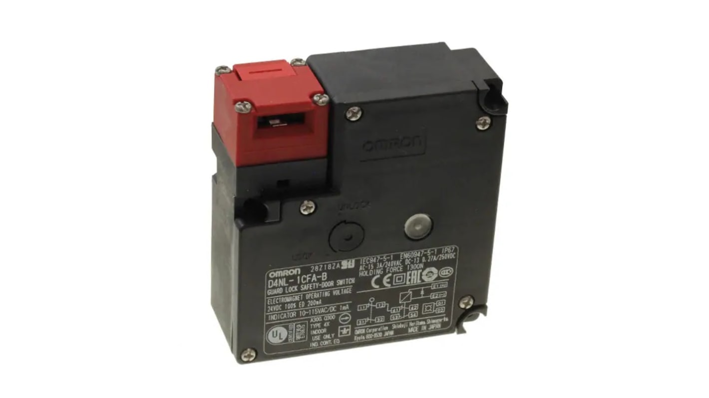 D4NL-1HFG-B | Omron D4NL Series Solenoid Interlock Switch, Power to Lock, 24V dc, 2NC/3NC | RS