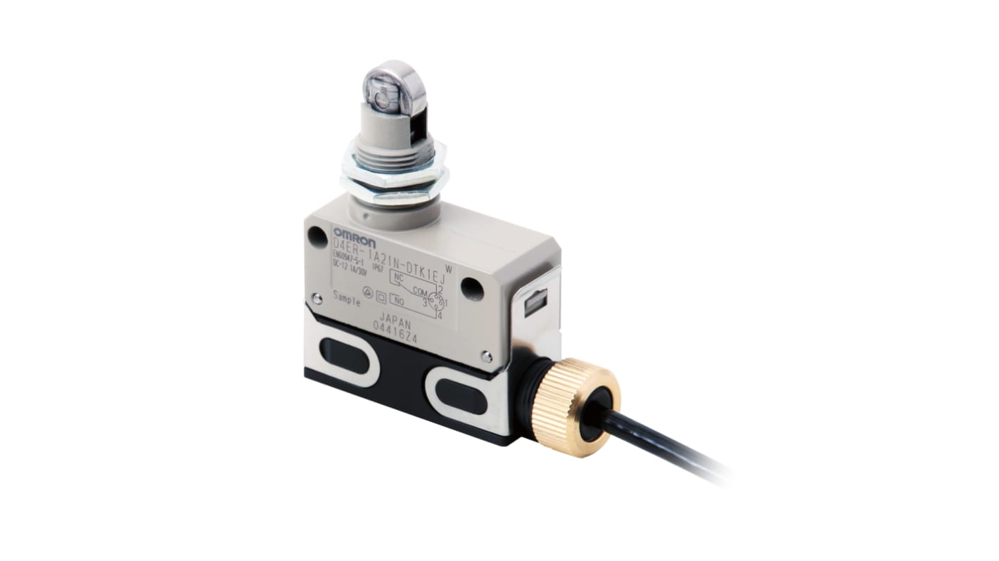 D4ER-1A21N | Interrupteur de fin de course Omron, Poussoir à galet, 1A | RS D4ER-1A21N | Interrupteur de fin de course Omron, Poussoir à galet, 1A | RS