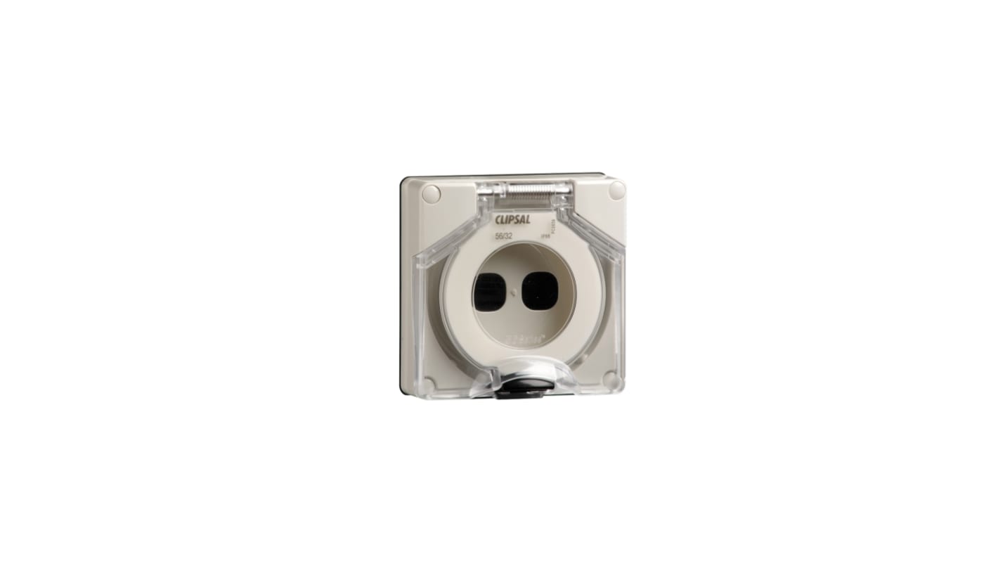56/32LE-GY | Clipsal Electrical 56 Series Grey PVC Back Box, IP66, 2 ...