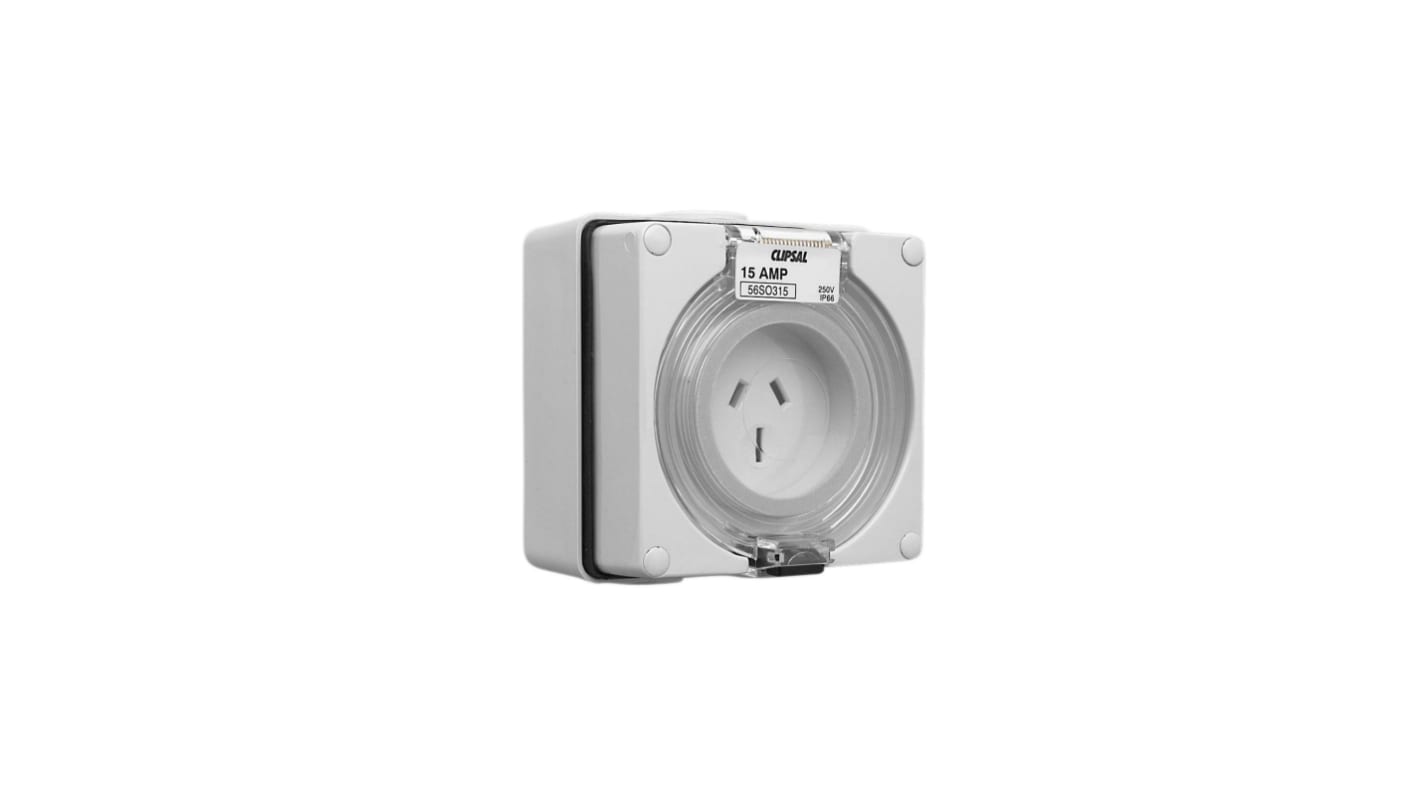 56SO315-GY | Clipsal Electrical Grey, Rated At 15A, 250 V | RS