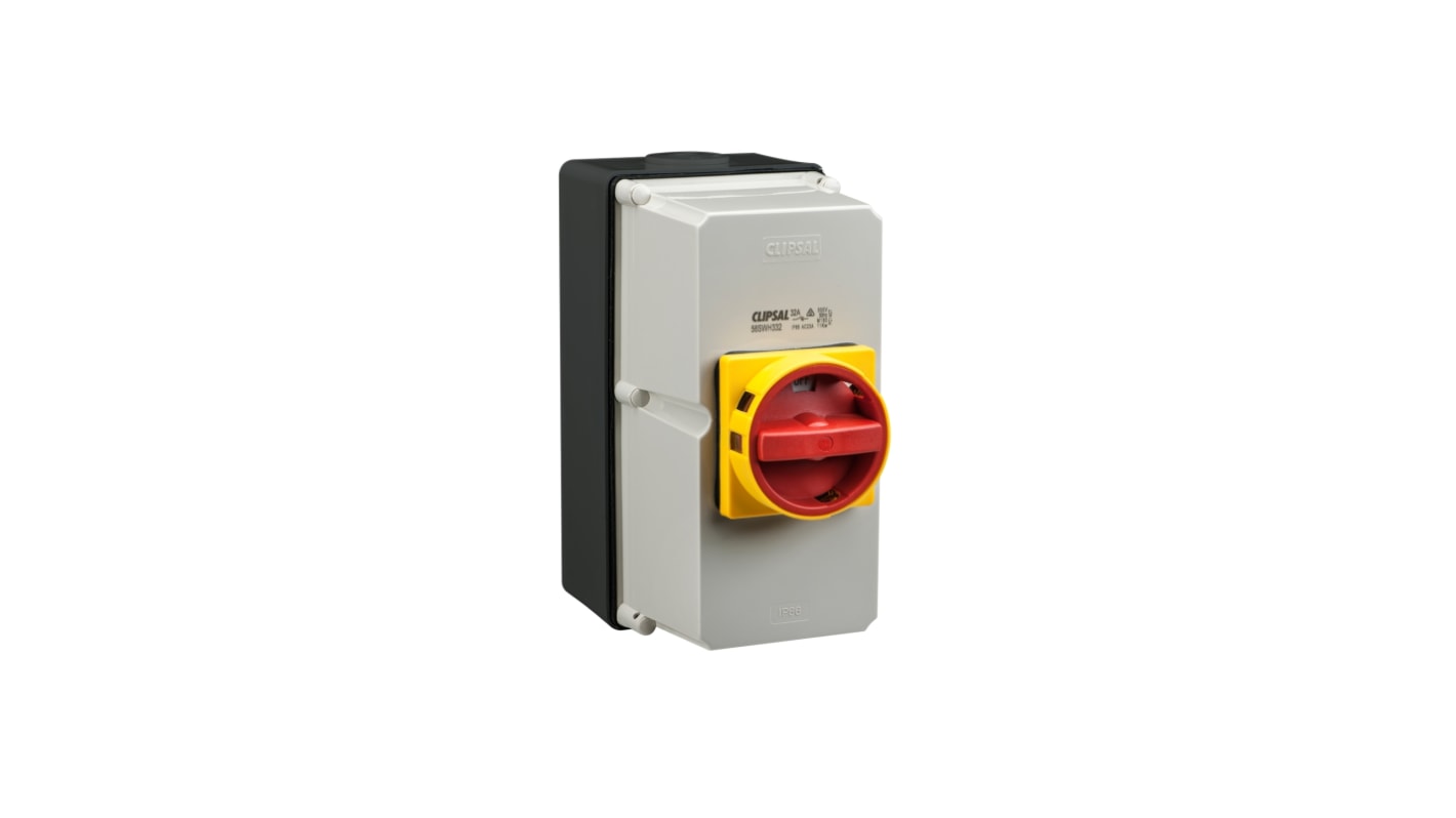 56SWH463-GY | Clipsal Electrical 4P Pole Surface Mount Isolator Switch ...