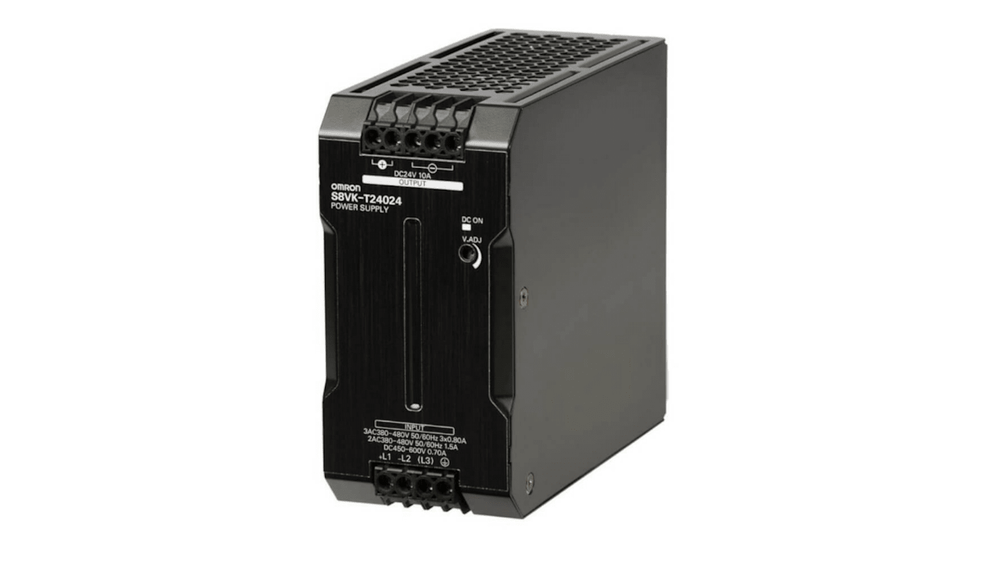 Omron Switching Power Supply, S8VK-T24024-400, 24V dc, 10A, 240W, 480V ...