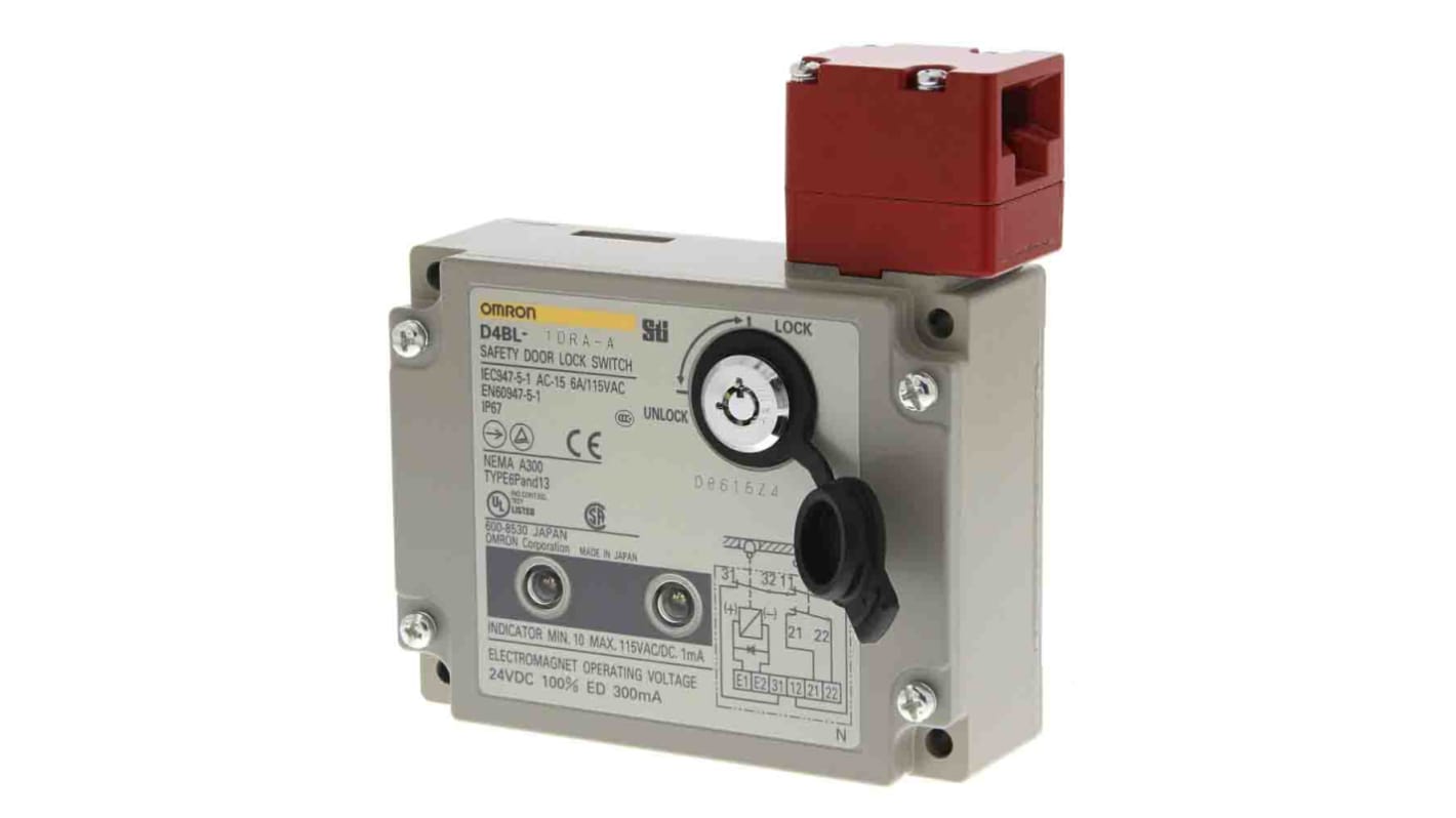 D4BL-1DRA-A | Omron D4BL Series Solenoid Interlock Switch, Power to Unlock, 24V dc | RS