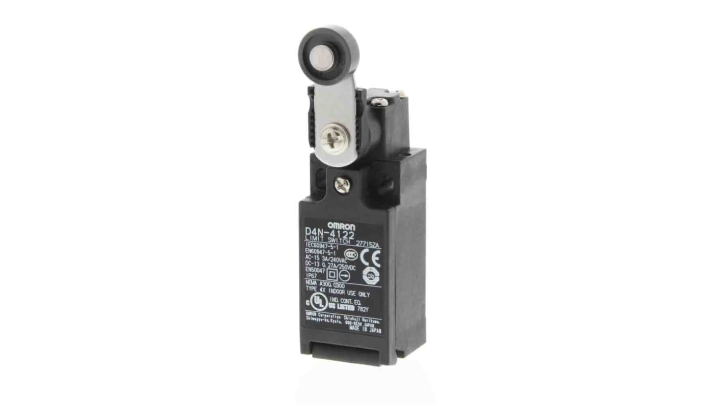 D4N-1122 | Omron Roller Limit Switch, 1NC/1NO, IP67, DPST, Metal ...
