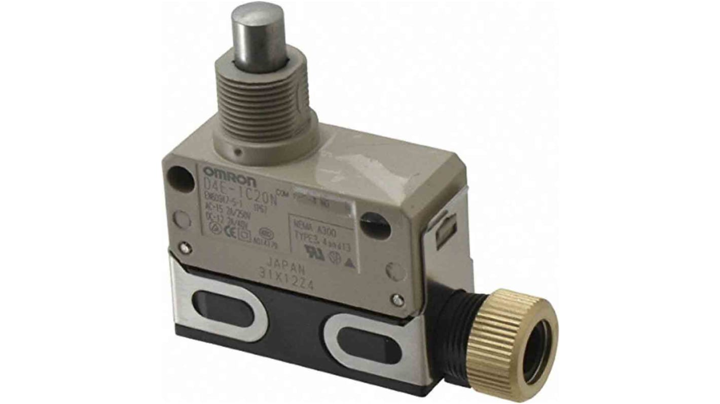 D4E-1C20N | Omron Plunger Limit Switch, IP67, SPDT, 250V ac Max, 5A Max ...