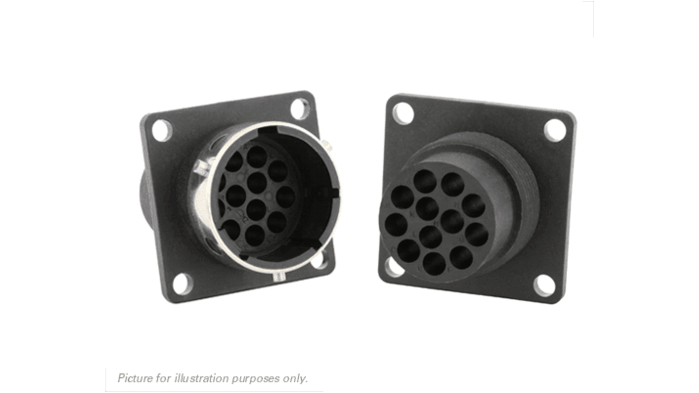 UTG01412P | Souriau, UTG 12 Way Flange Mount Connector Receptacle, Pin ...