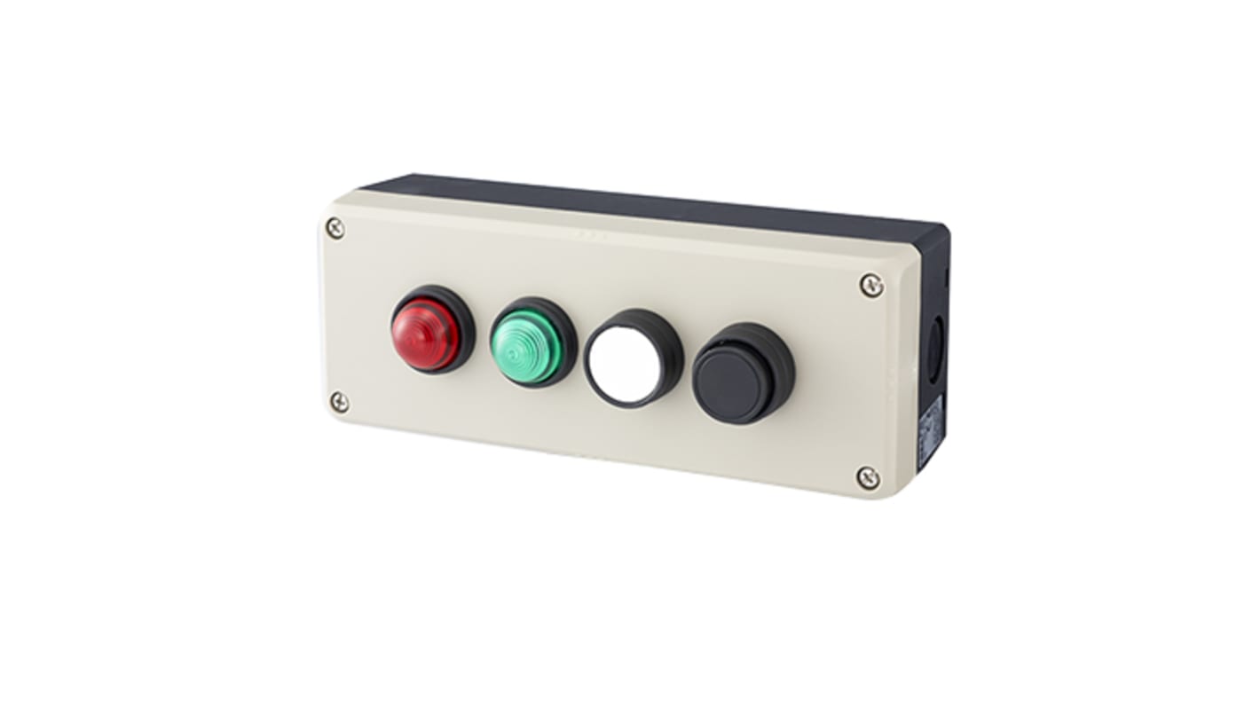 FB3W-413Z | Idec Grey Polycarbonate FB Enclosure - 4 Hole 22mm Diameter ...