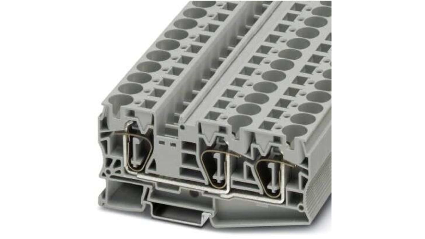 3035328 | Phoenix Contact ST 16-TWIN Series Grey Feed Through Terminal Block, 25mm², Spring Cage ...