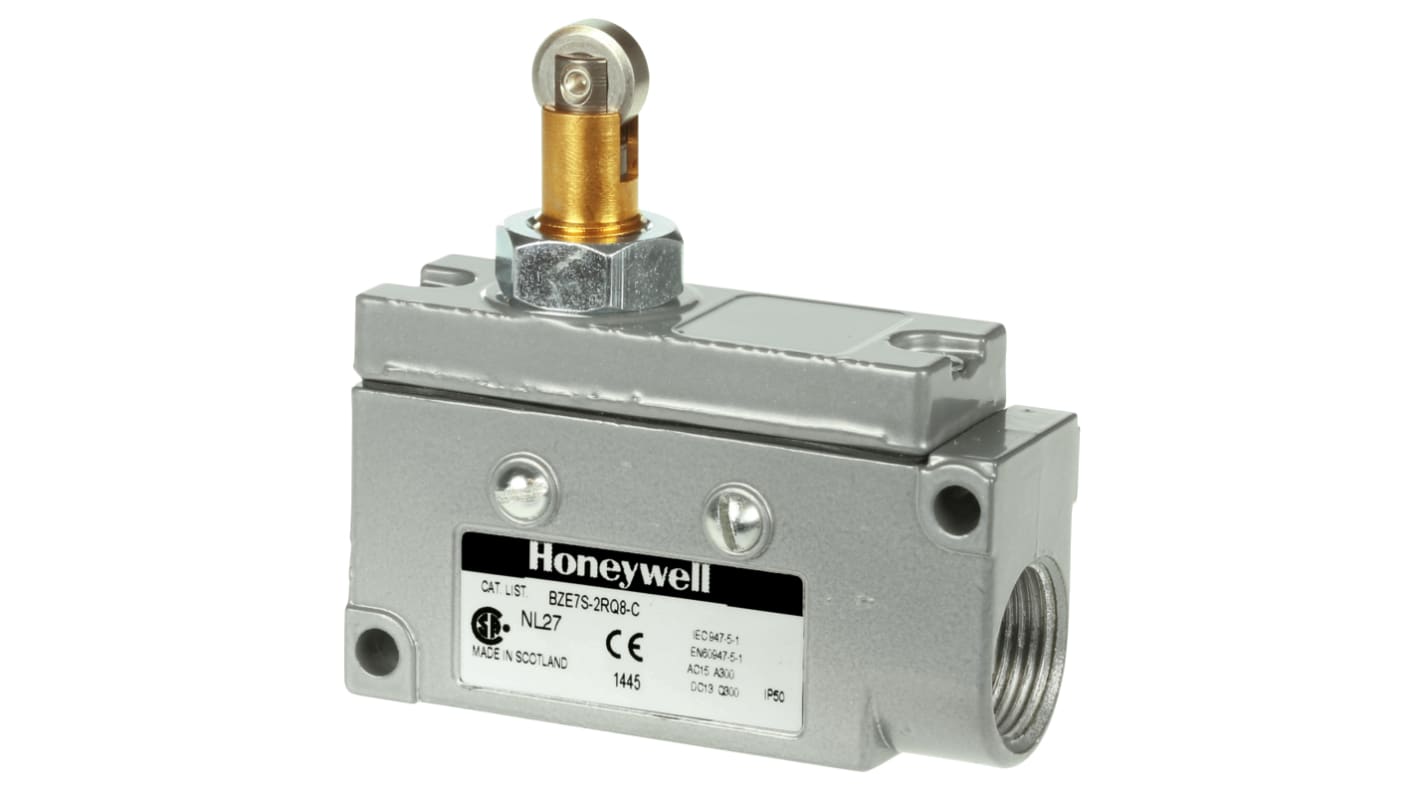BZE7-2RQN8-C | Honeywell Roller Plunger Limit Switch, 1NC/1NO, IP65, SPDT, Die Cast Aluminium ...
